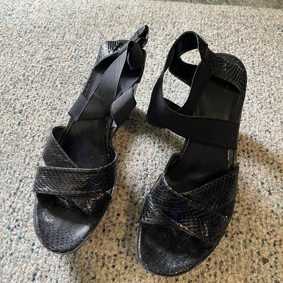 Calvin Klein | Shoes | Calvin Klein Black Ankle Wrap Platform Sandals ...